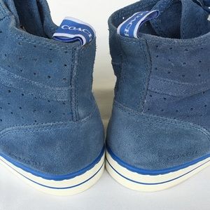 Coach | Shoes | Coach Blue Suede Sneakers Size 85m | Poshmark